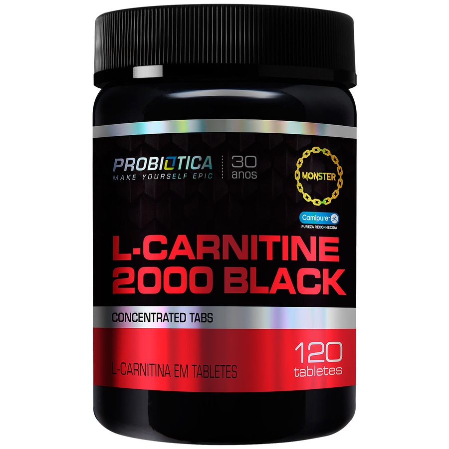 Carnitina Probiótica L-Carnitine 2000 Black - 120 Tabletes - Centauro