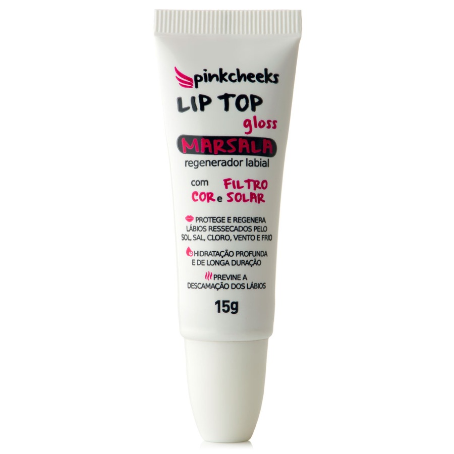 Protetor Labial com Filtro Solar e Cor Pink Cheeks Lip Top Gloss ...