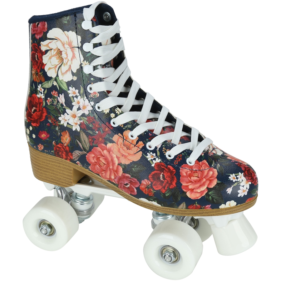 Patins 4 Rodas Retrô Farm Rio Floral Safira - Quad - Adulto - Centauro