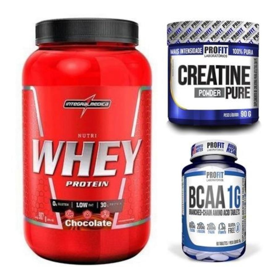 Kit Whey Protein Integralmédica Morango 900g Creatina 90g